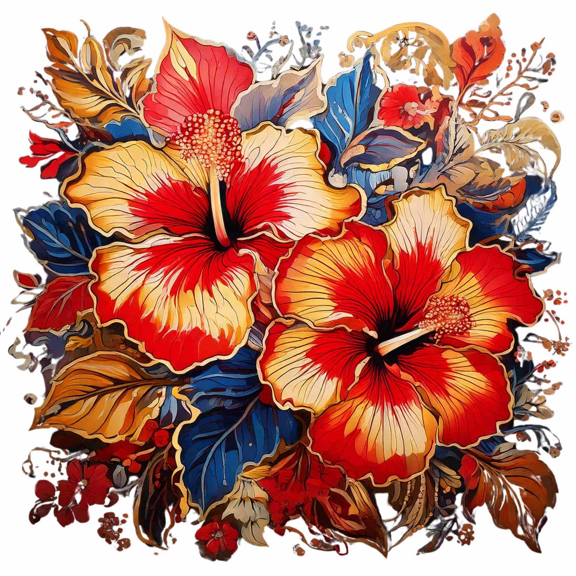 10 Hibiscus Clipart Bundle, Tropical Flower Clipart, High-resolution ...