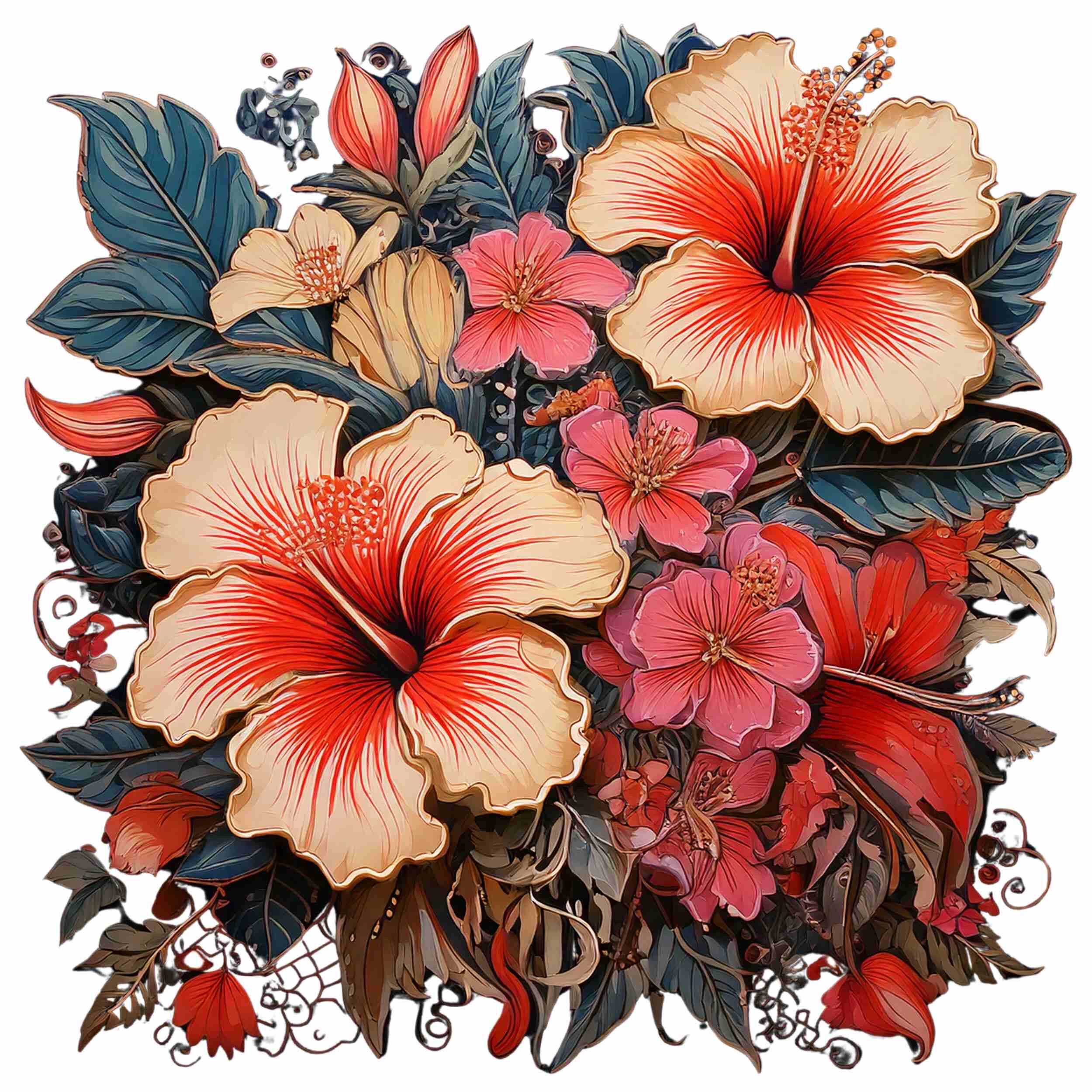 10 Hibiscus Clipart Bundle, Tropical Flower Clipart, High-resolution ...