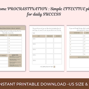 Procrastination Cheat Sheet: Daily Productivity Planner (printable PDF ...