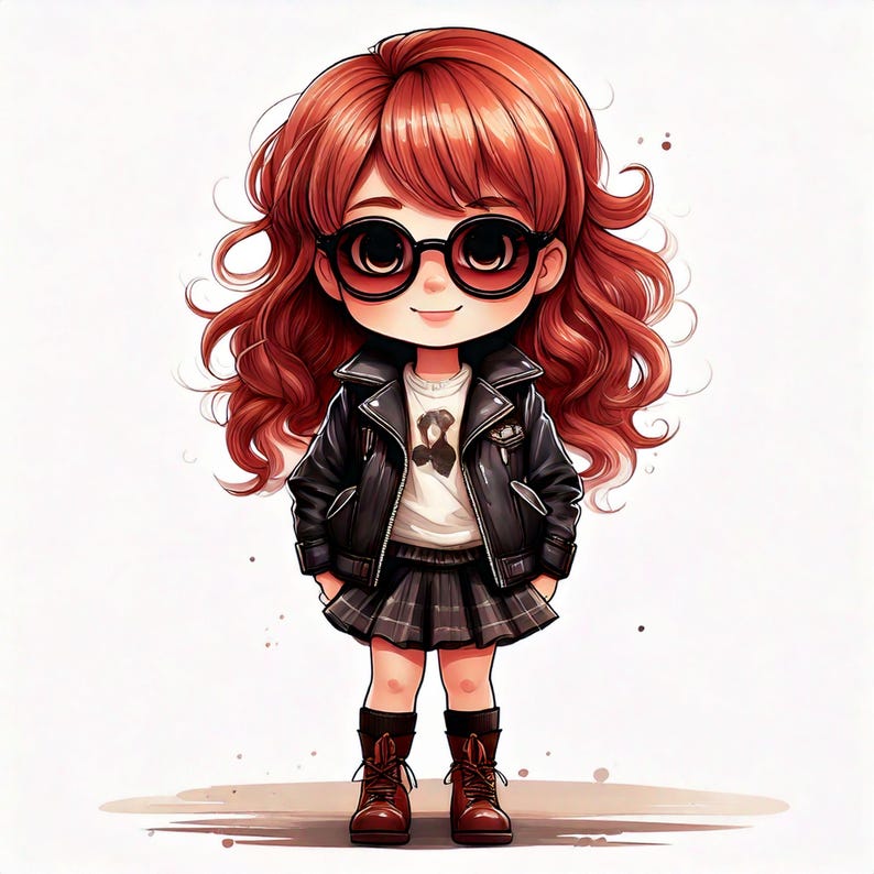 12 Chibi Girl Clipart, Rock Girl, High-quality Jpgs, Cute Rocker Girl ...