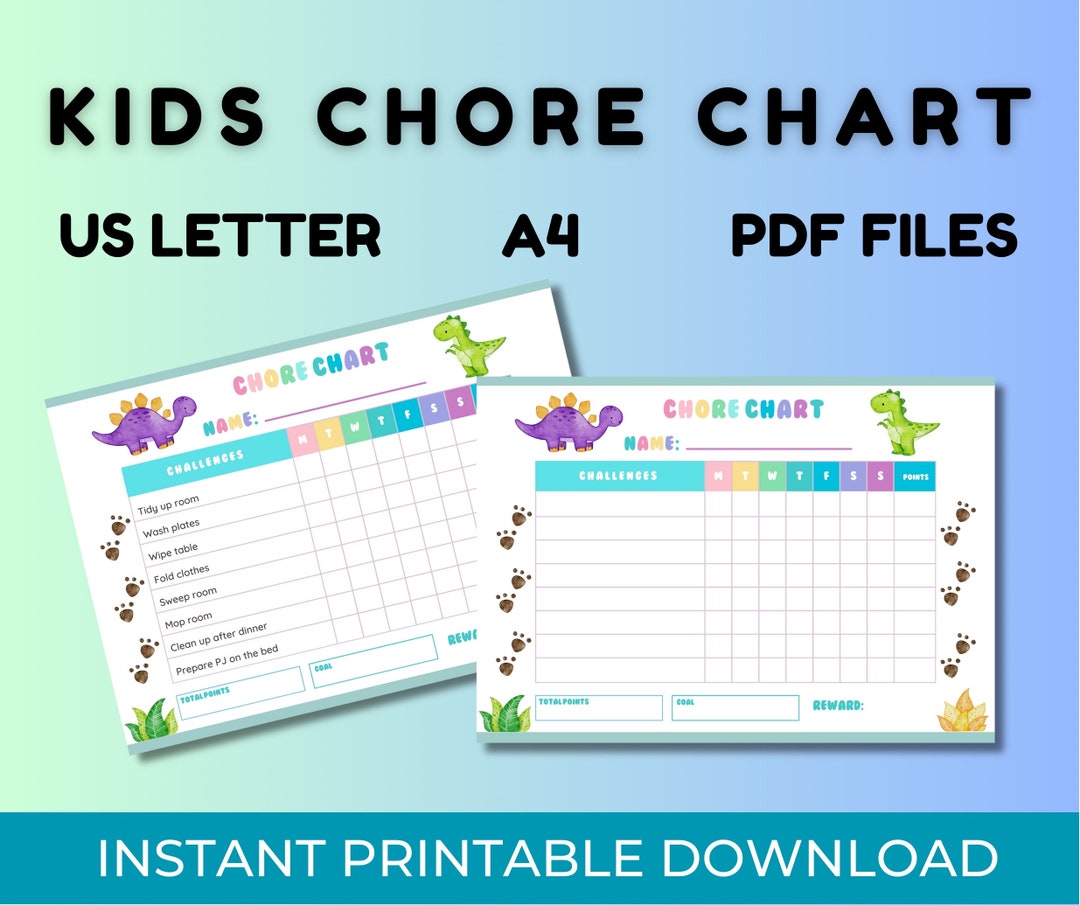Kids Chore Chart Printable , Summer Routine Chart, Children Reward ...