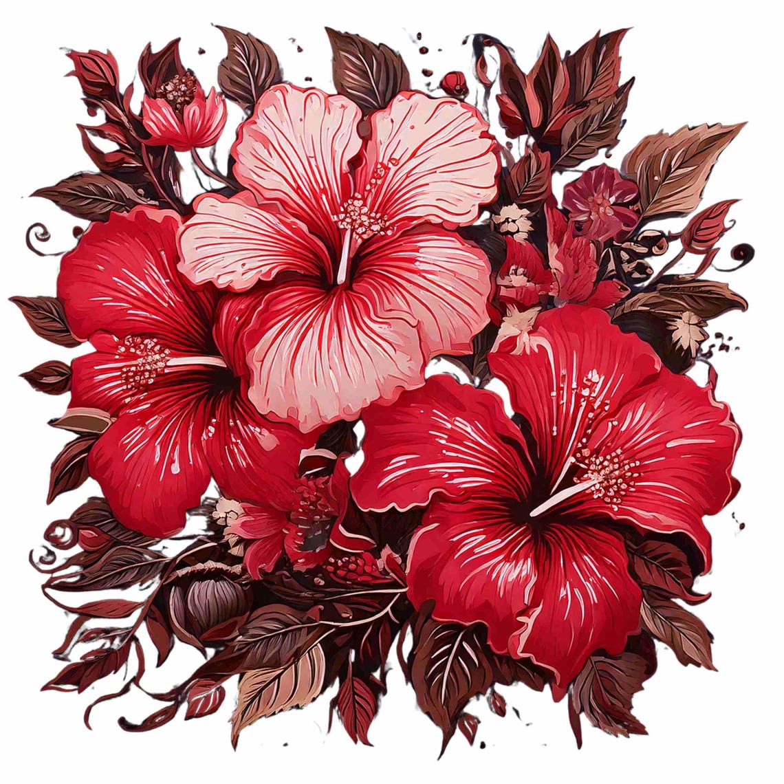 10 Hibiscus Clipart Bundle, Tropical Flower Clipart, High-resolution ...