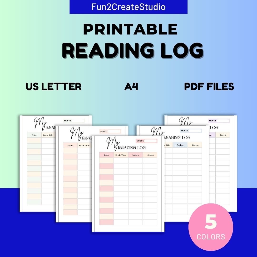 Reading Log Pastel Colors Printable Bookworms Reading Checklists - Etsy