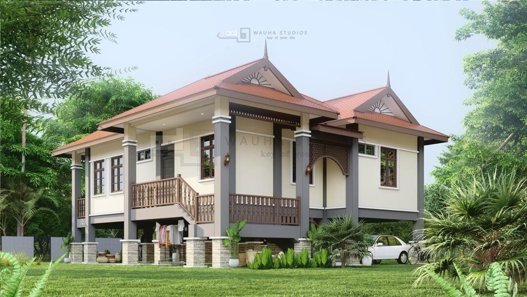 Traditional Malay 3 Bedrooms 2 Bathrooms House Design 3D House Classic ...