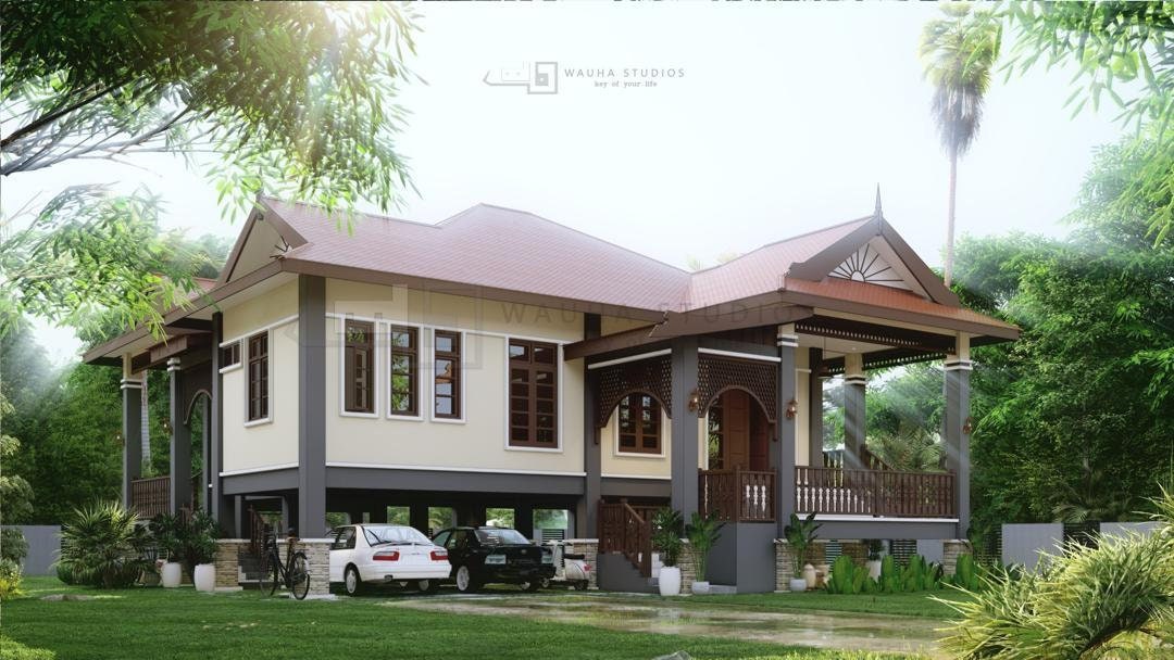Traditional Malay 3 Bedrooms 2 Bathrooms House Design 3D House Classic ...