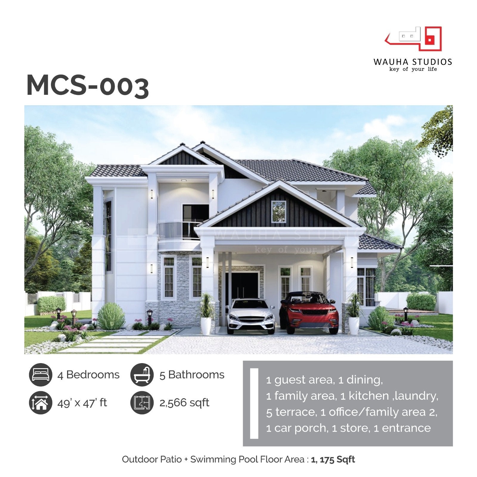 Edesign MCS 003 | 5 Bedrooms 4 Bathrooms | Modern Classic Style | House Design | 3D House ...