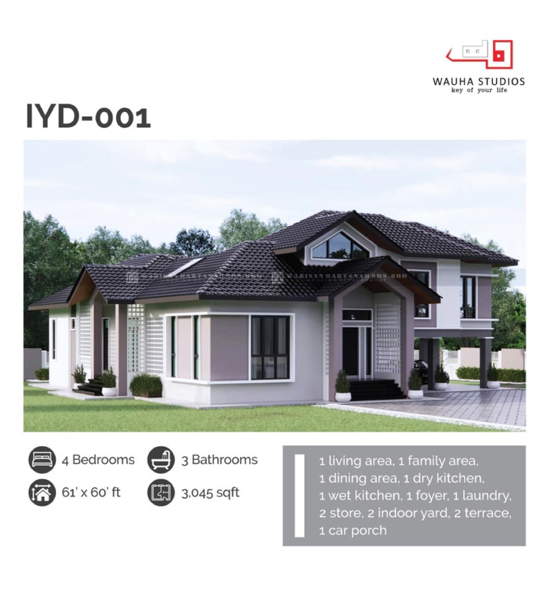 Edesign IYD 001 | 4 Bedrooms 3 Bathrooms | Indoor Yard Design | House ...