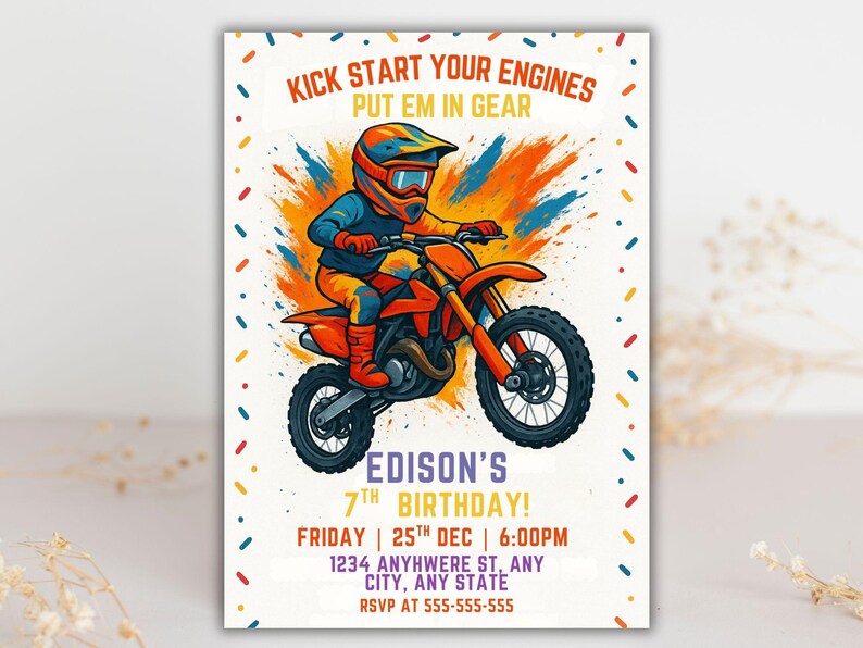 Editable Dirt Bike Birthday Invitation: Motocross Party Theme (instant ...