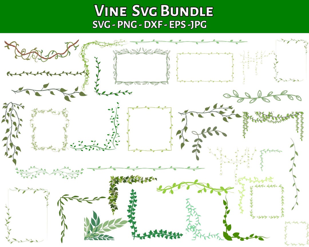 Vine Silhouette SVG: Leaf Vines Vector Graphics (PNG, DXF) - Etsy