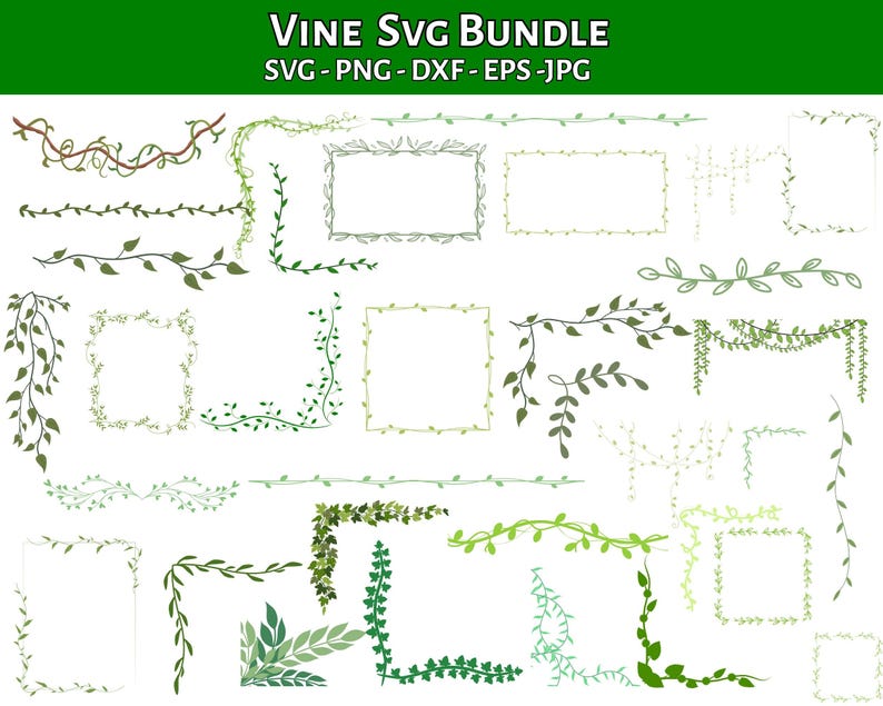 Vine Silhouette SVG: Leaf Vines Vector Graphics (PNG, DXF) - Etsy