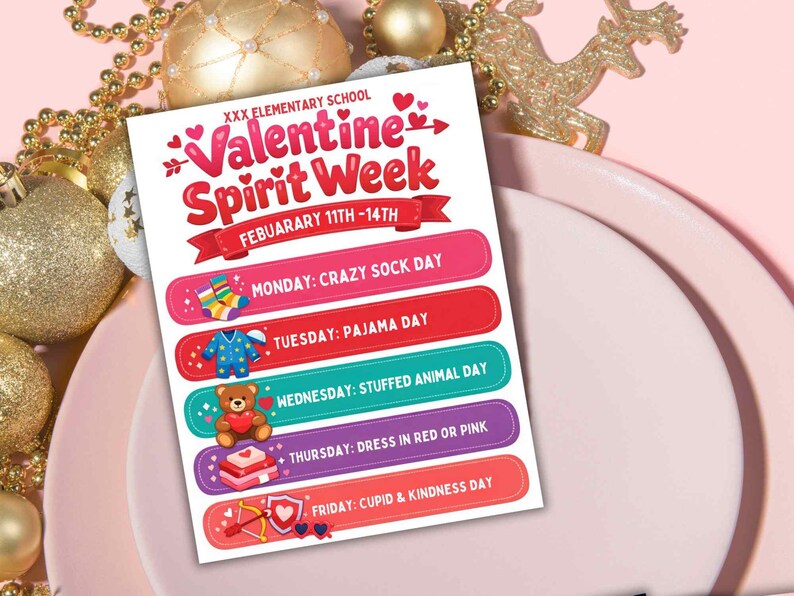 Editable Valentines Day Spirit Week Flyer Canva Template, School Spirit ...