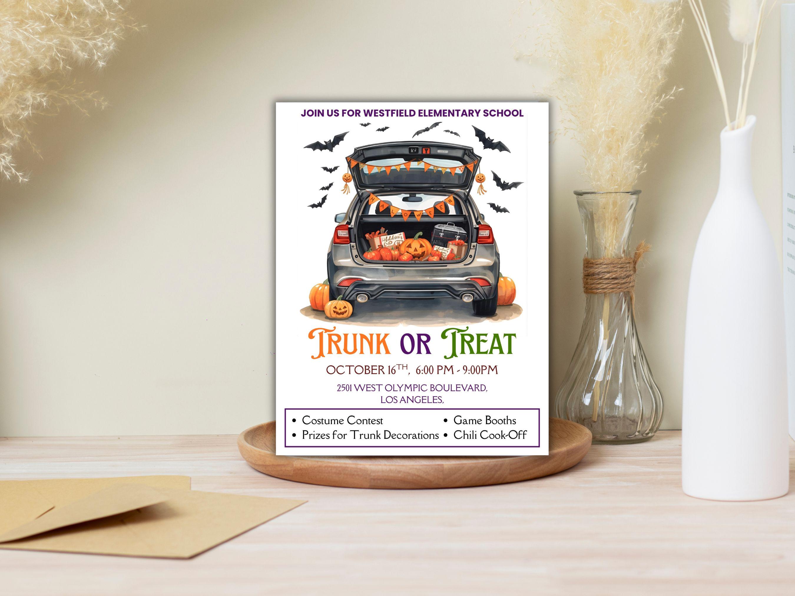 Halloween Trunk or Treat Invitation: Editable Flyer Poster, Spooky ...