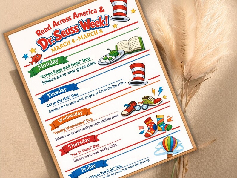 Editable Read Across America/ Dr. Seuss Spirit Week Template Flyer - Etsy