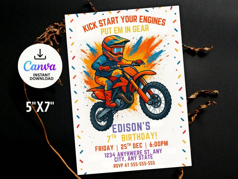 Editable Dirt Bike Birthday Invitation: Motocross Party Theme (instant ...