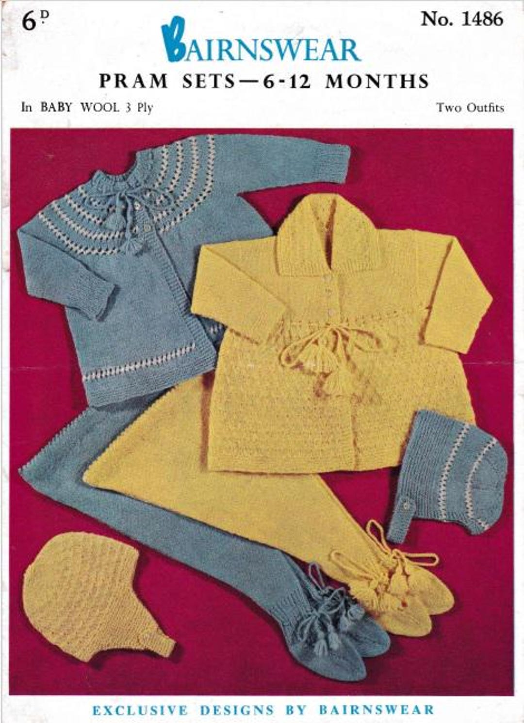 Vintage Baby Pram Set Knitting Pattern PDF Bairnswear 1486 Baby Coat ...