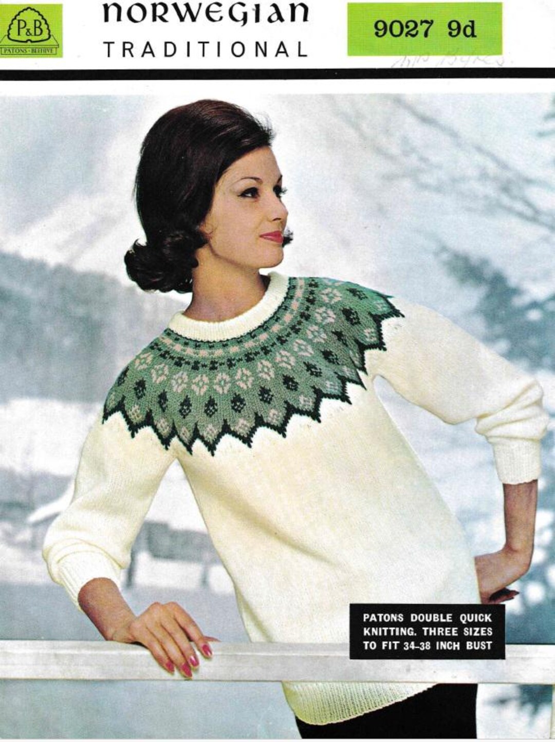 Vintage Fair Isle Knitting Pattern: Norwegian Jumper, Circular Yoke (34 ...