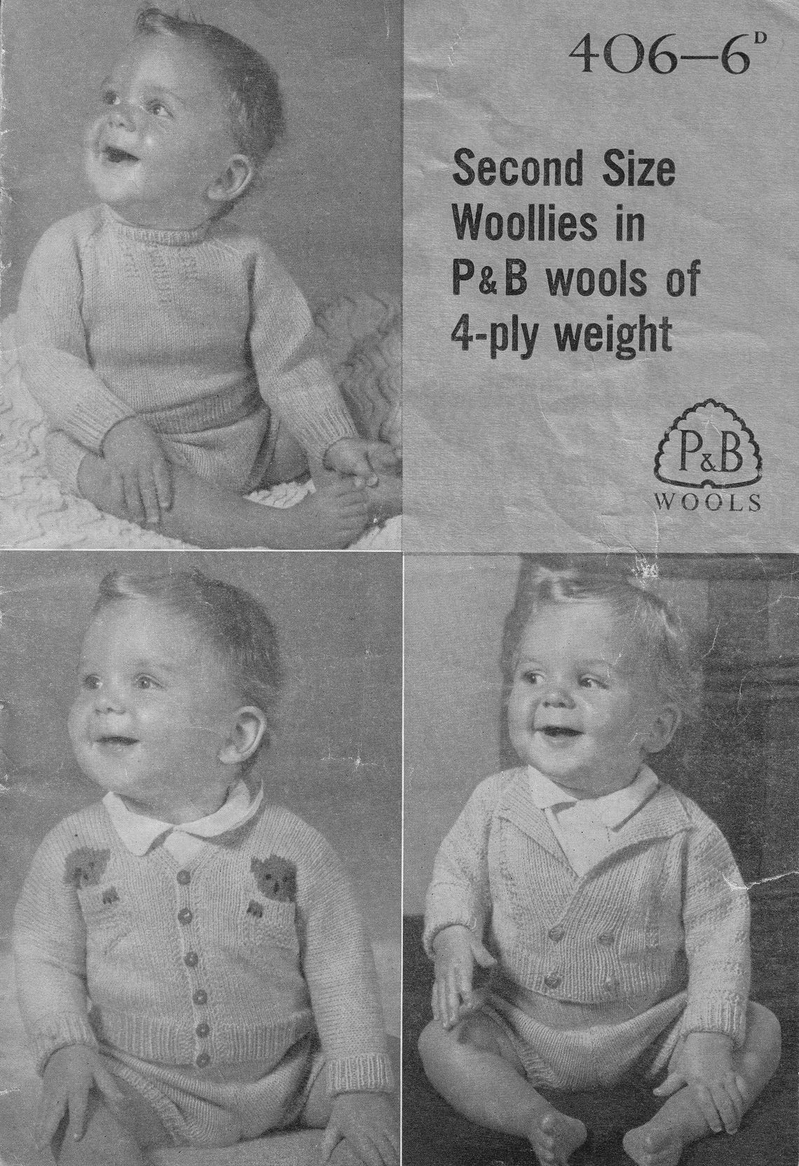 Vintage Baby Woolies Knitting Pattern PDF | P&B No. 406 | 19" Chest ...