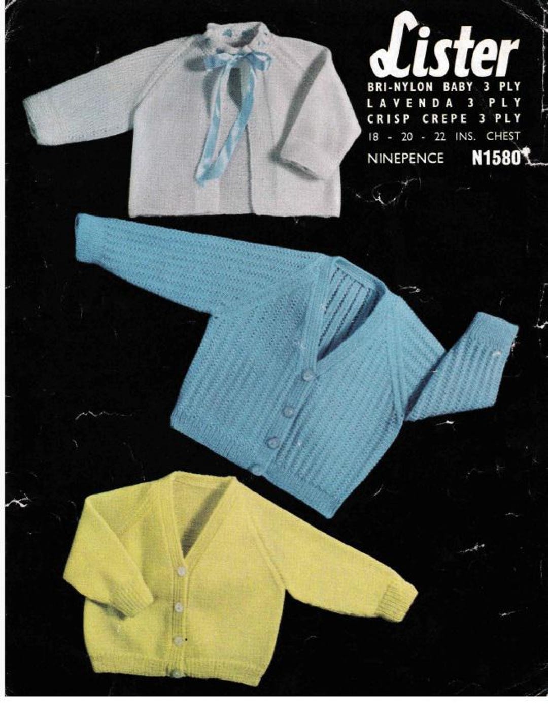 Vintage Baby Cardigan Knitting Pattern PDF | Lister N1580 | 3 Designs ...