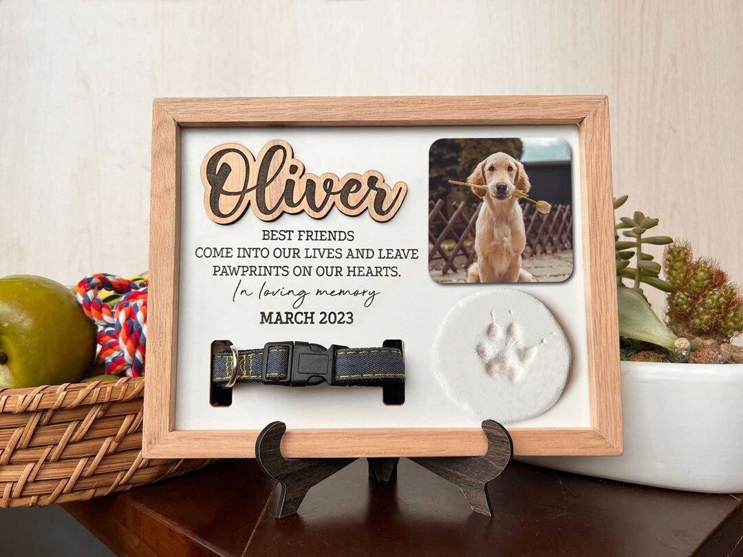 Memorial Pet Collar Sign, Loss of Dog, Puppy Memorial Wood Frame With ...