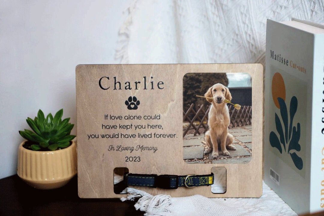 Memorial Pet Collar Sign, Loss of Dog, Puppy Memorial Wood Frame With ...