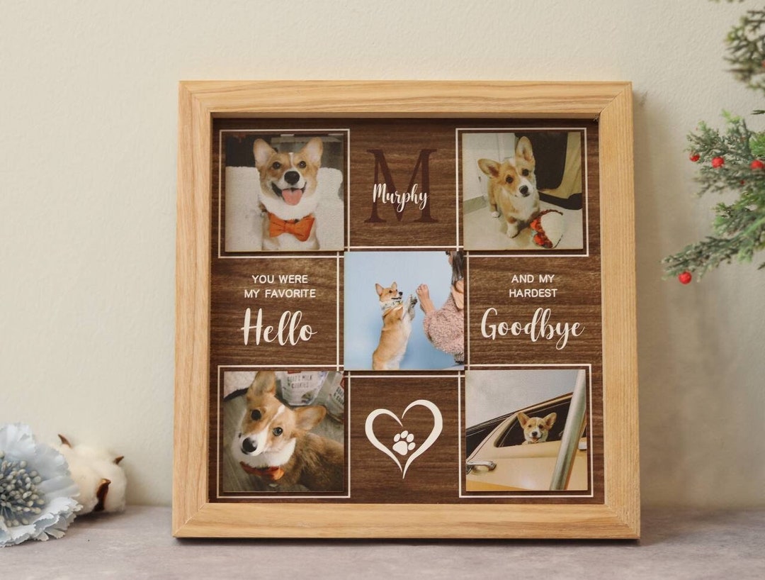 Personalized Dog Photo Frame, Custom Memorial Dog Picture Wooden Frame ...