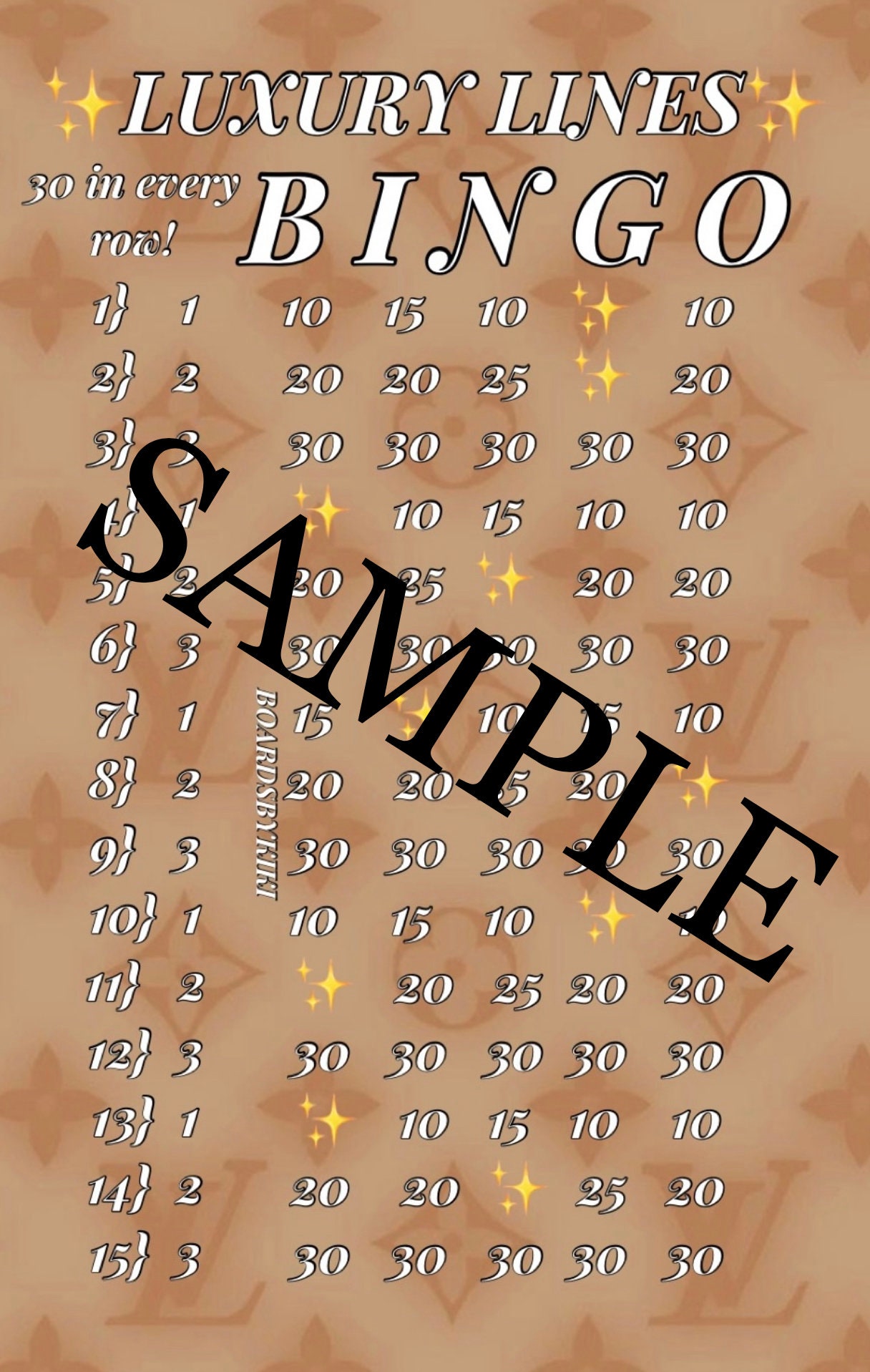 Bingo Luxury Lines - Etsy