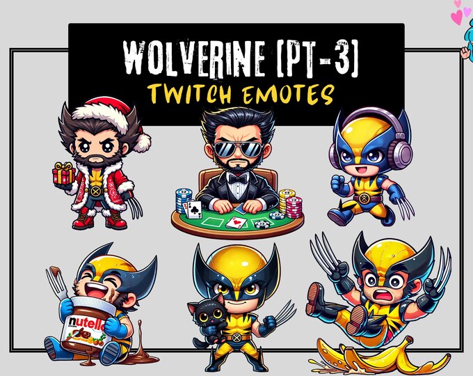 12 Twitch Emotes Wolverine Pt3 | Emotes Twitch | Chibi Emotes | Text ...