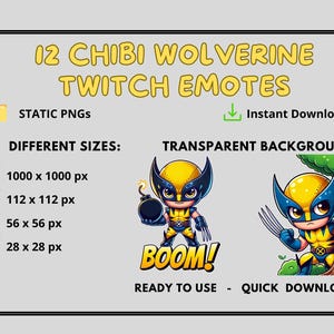 12 Twitch Emotes Wolverine Pt1 | Emotes Twitch | Chibi Emotes | Text ...