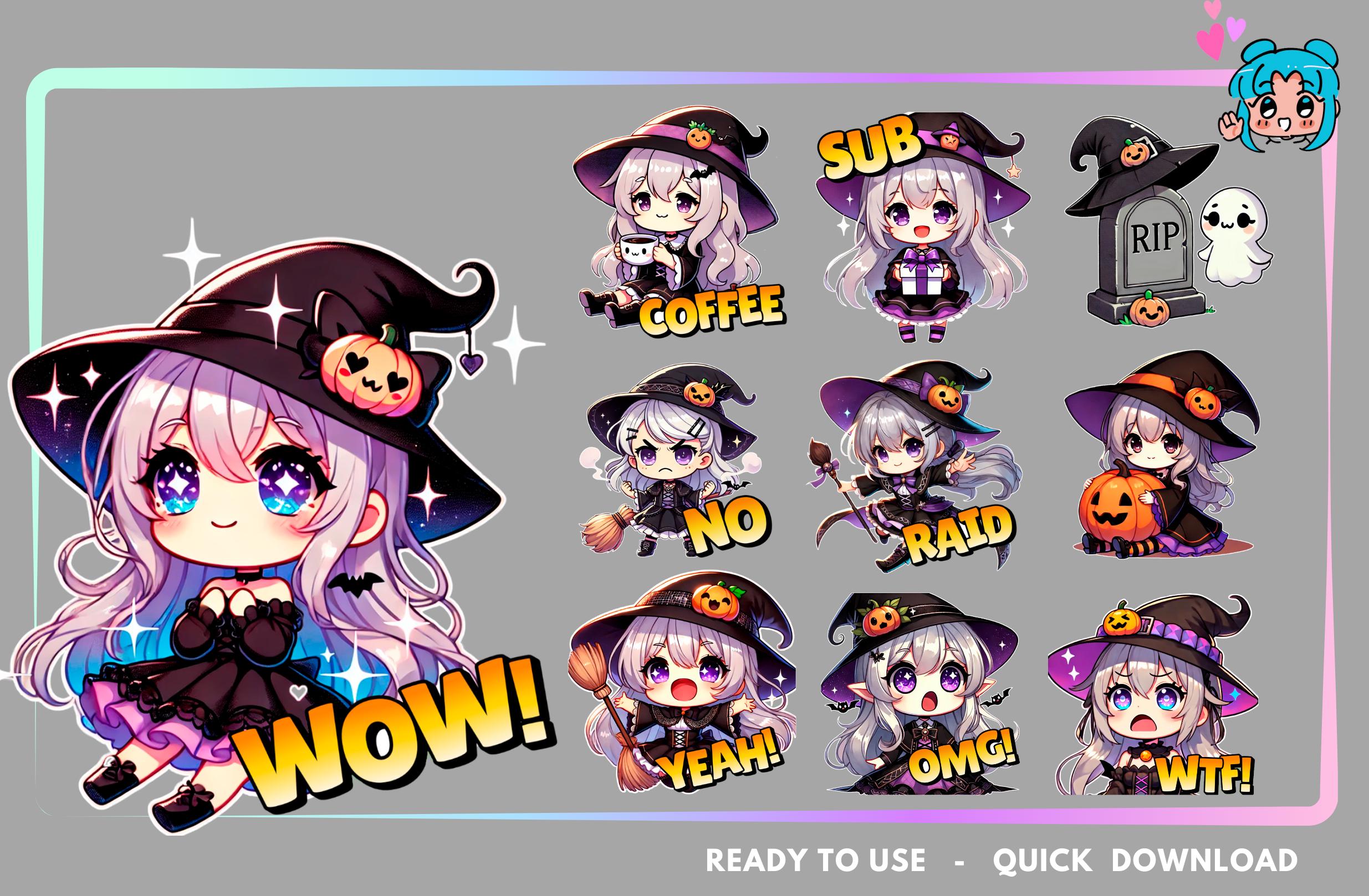 20 Cute Witch Emotes | Twitch Emotes | Halloween Emotes | Witch Emotes ...