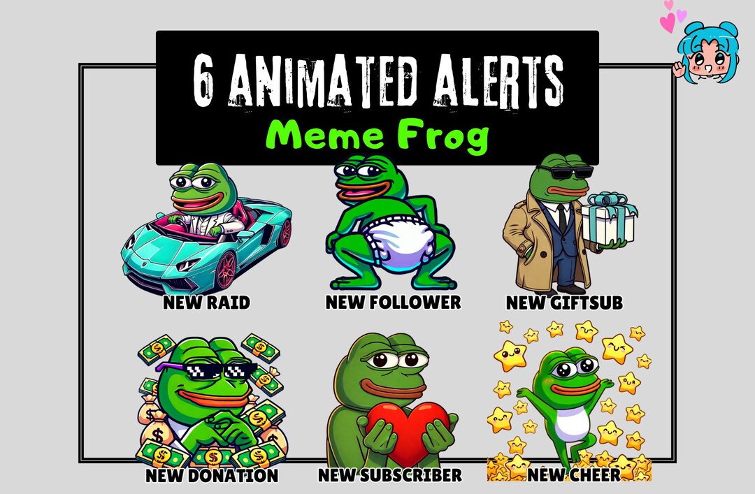 6 Twitch Alerts | Meme Frog Alerts | Stream Alerts | Twitch Animated ...