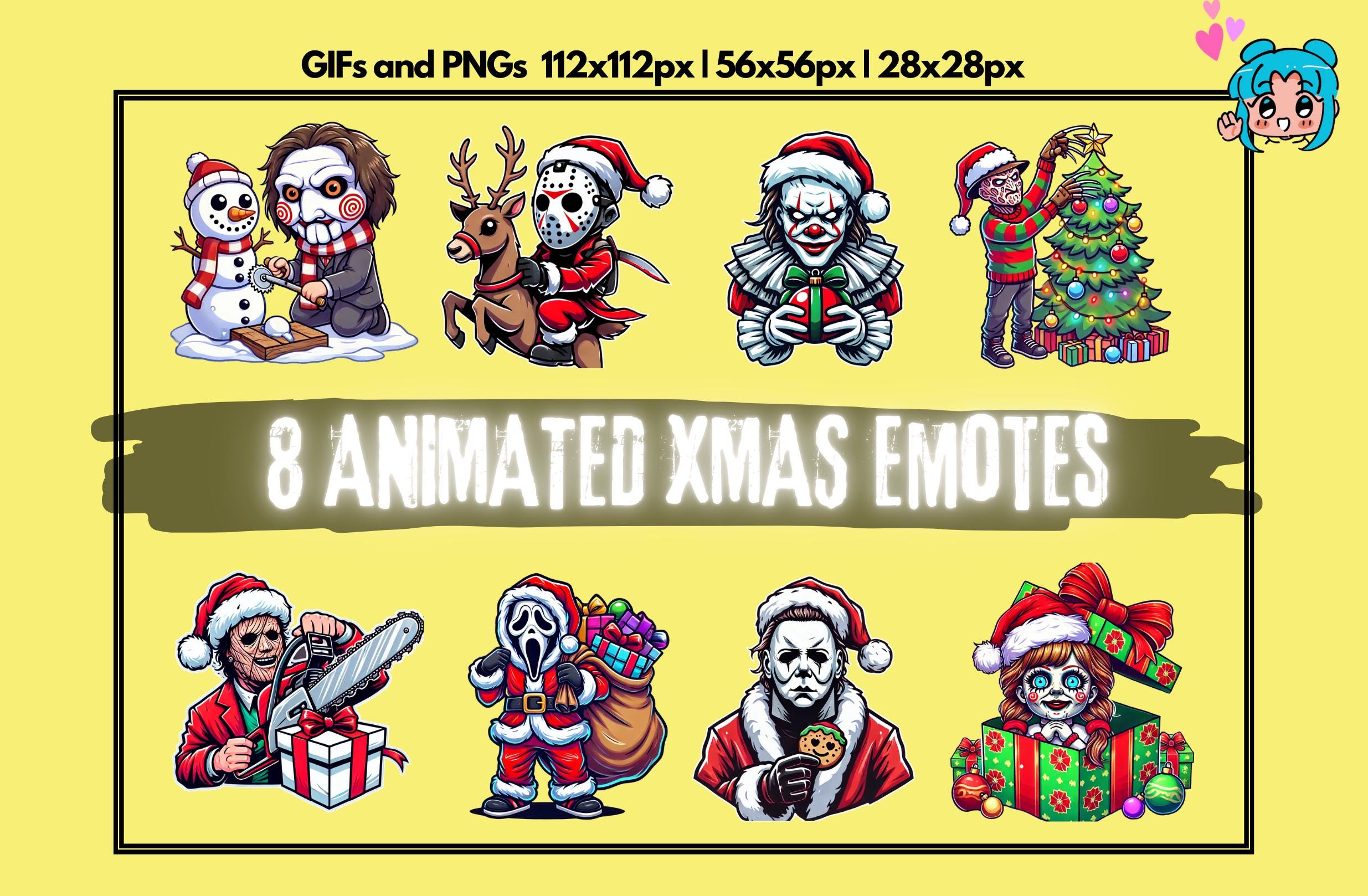 65 Animated Horror Twitch Emotes | Halloween Killer Emotes Pack | Movie ...