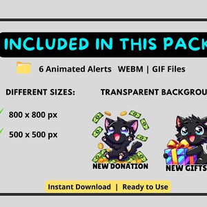 6 Twitch Alerts | Chibi Cat Alerts | Stream Alerts | Twitch Animated ...