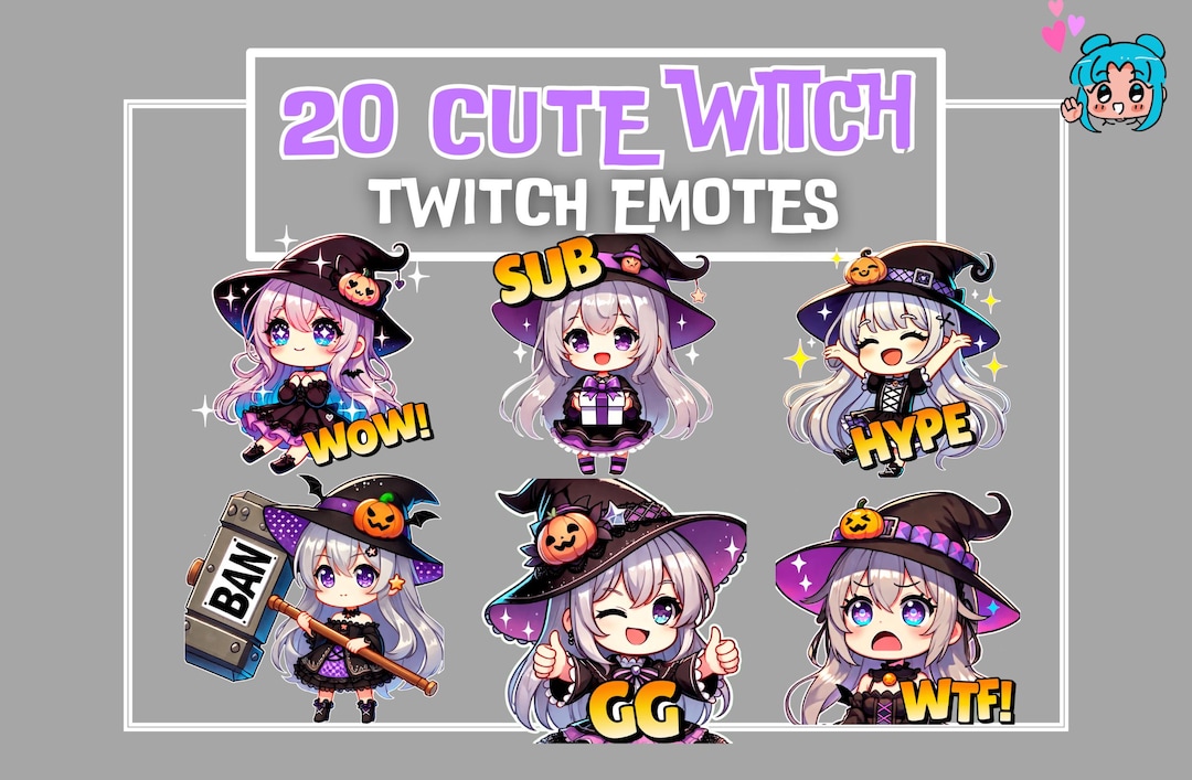 20 Cute Witch Emotes | Twitch Emotes | Halloween Emotes | Witch Emotes ...