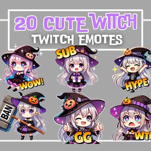 20 Cute Witch Emotes | Twitch Emotes | Halloween Emotes | Witch Emotes ...