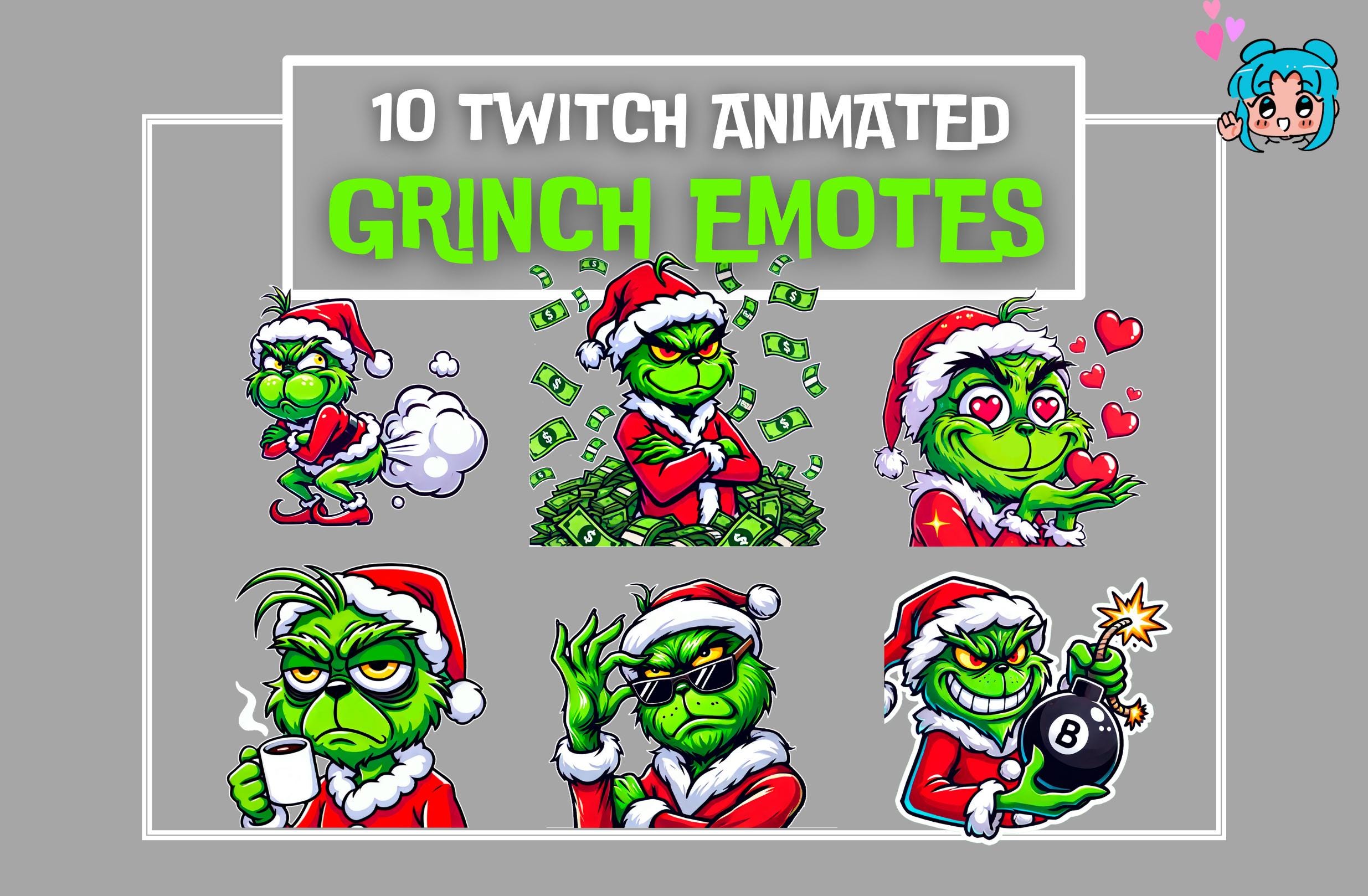 10 Grinch Emotes Animated | Christmas Emotes Twitch | Christmas Emotes ...