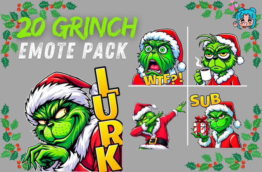 20 Grinch Emotes for Twitch Christmas Emotes Twitch Emotes Christmas ...