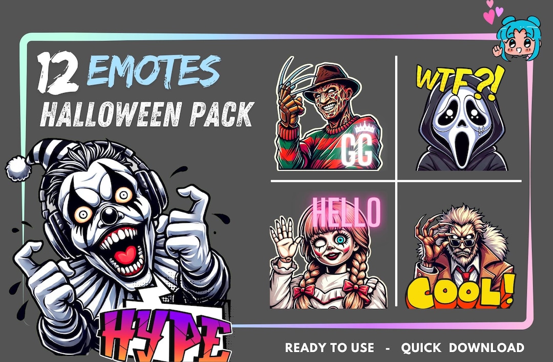 12 Horror Movie Characters Emotes | Twitch Emotes | Halloween Emotes ...