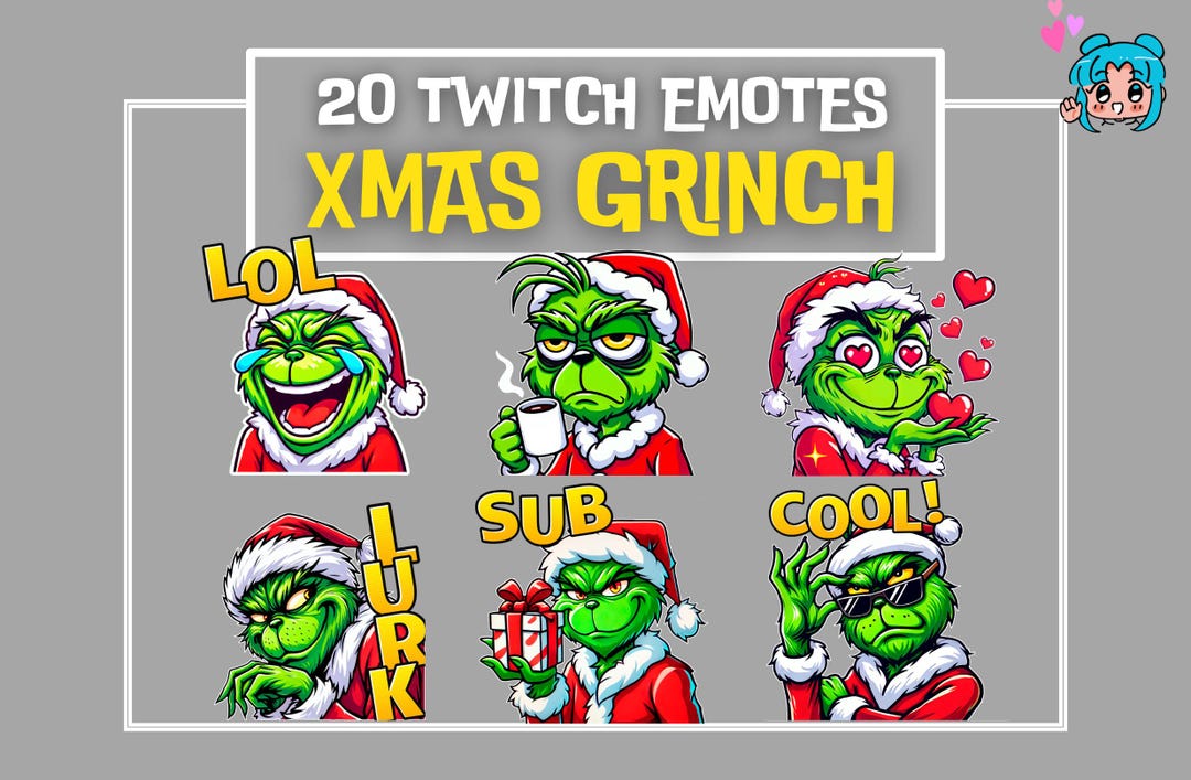 20 Grinch Emotes for Twitch | Christmas Emotes | Twitch Emotes ...