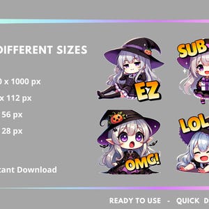 20 Cute Witch Emotes | Twitch Emotes | Halloween Emotes | Witch Emotes ...