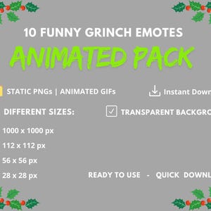 10 Grinch Emotes Animated | Christmas Emotes Twitch | Christmas Emotes ...