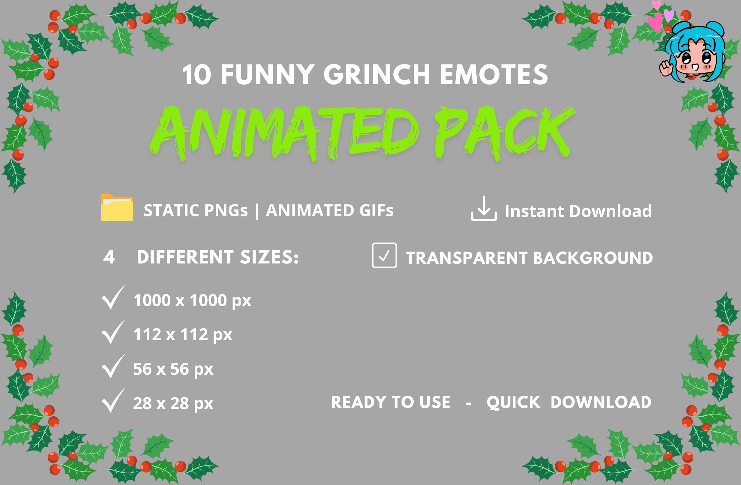 10 Grinch Emotes Animated | Christmas Emotes Twitch | Christmas Emotes ...