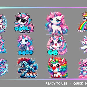 25 Cute Unicorn Emotes | Twitch Emotes | Text Emotes | Emotes Pack ...