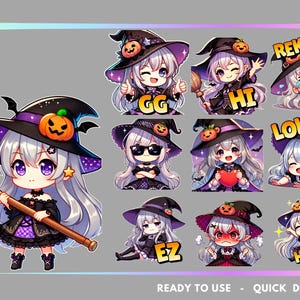 20 Cute Witch Emotes | Twitch Emotes | Halloween Emotes | Witch Emotes ...