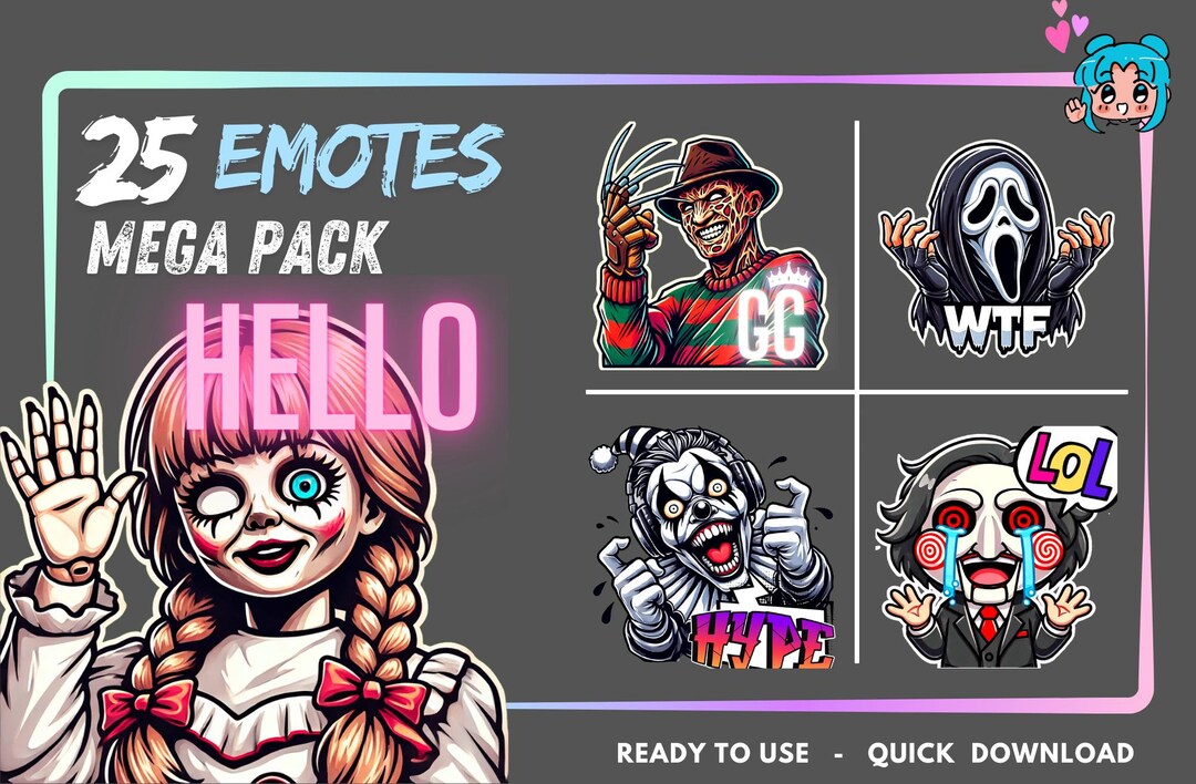 25 Horror Movies Emotes Twitch Emotes Halloween Emotes Emotes Pack ...