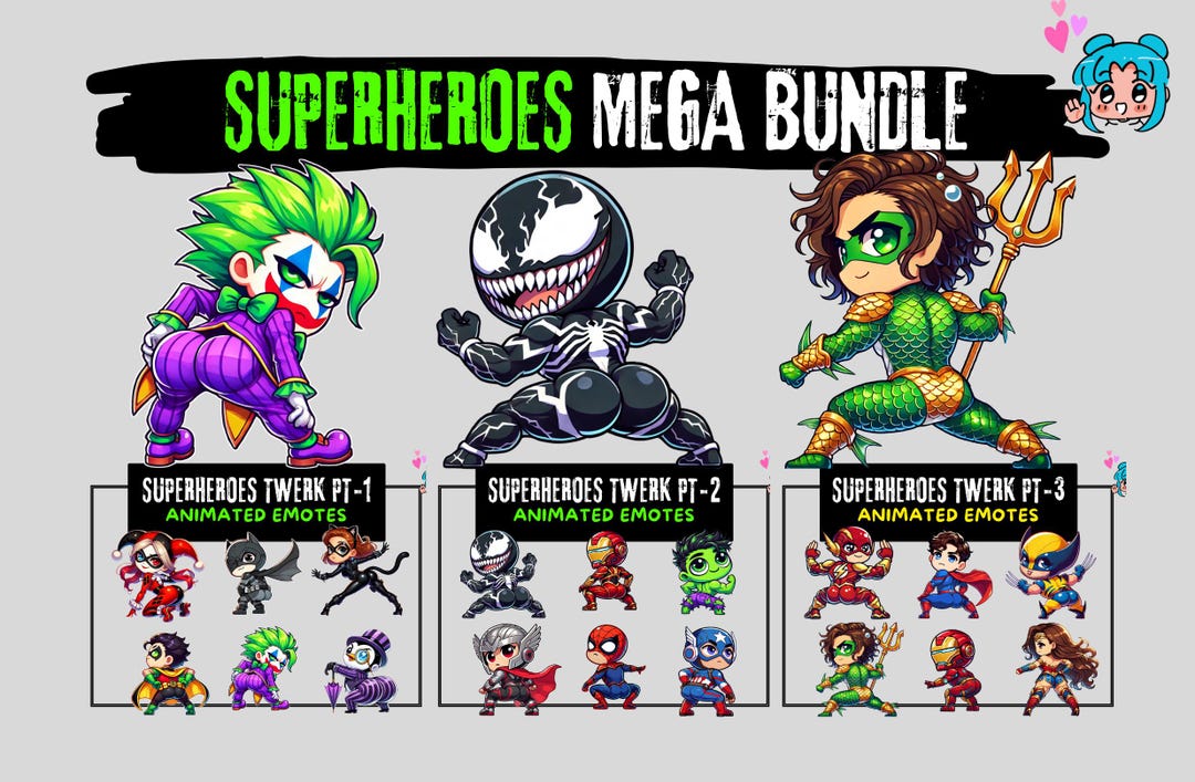 Superhero Twerk Emotes: Animated Twitch Streamer Pack (GIF & PNG) - Etsy