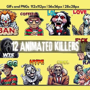65 Animated Horror Twitch Emotes | Halloween Killer Emotes Pack | Movie ...