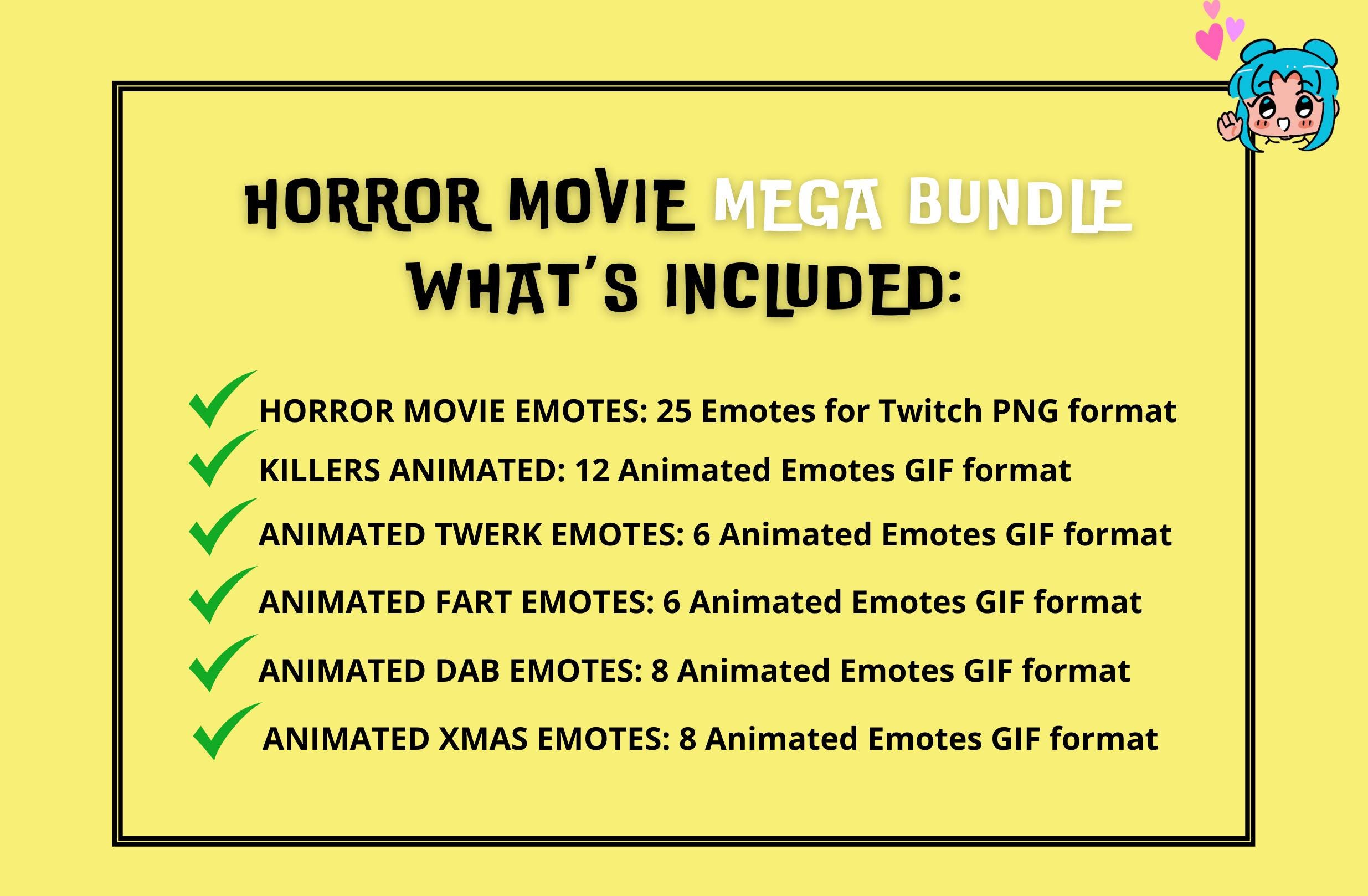 65 Animated Horror Twitch Emotes | Halloween Killer Emotes Pack | Movie ...