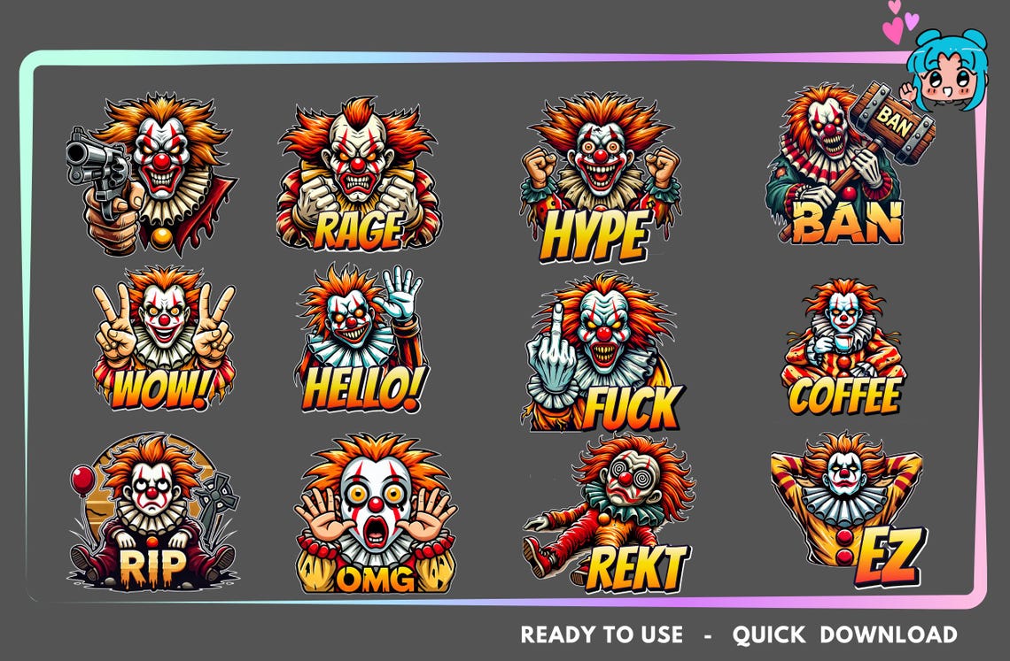 25 Twitch Emotes | Halloween Emotes | Horror Movie Emotes | Emote Pack ...