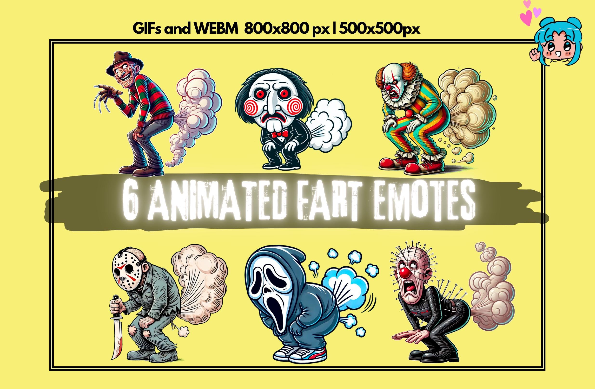 65 Animated Horror Twitch Emotes | Halloween Killer Emotes Pack | Movie ...