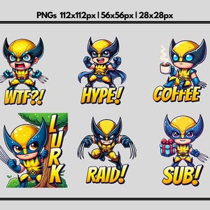 12 Twitch Emotes Wolverine Pt1 | Emotes Twitch | Chibi Emotes | Text ...